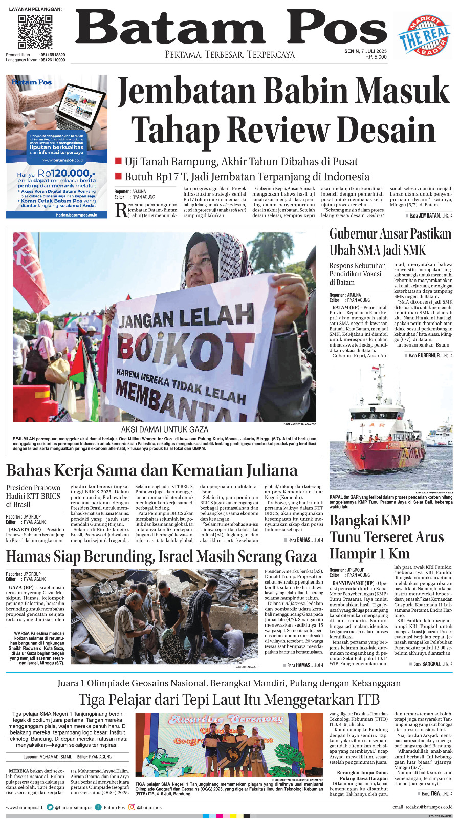 7 Juli 2025 | Harian Batam Pos